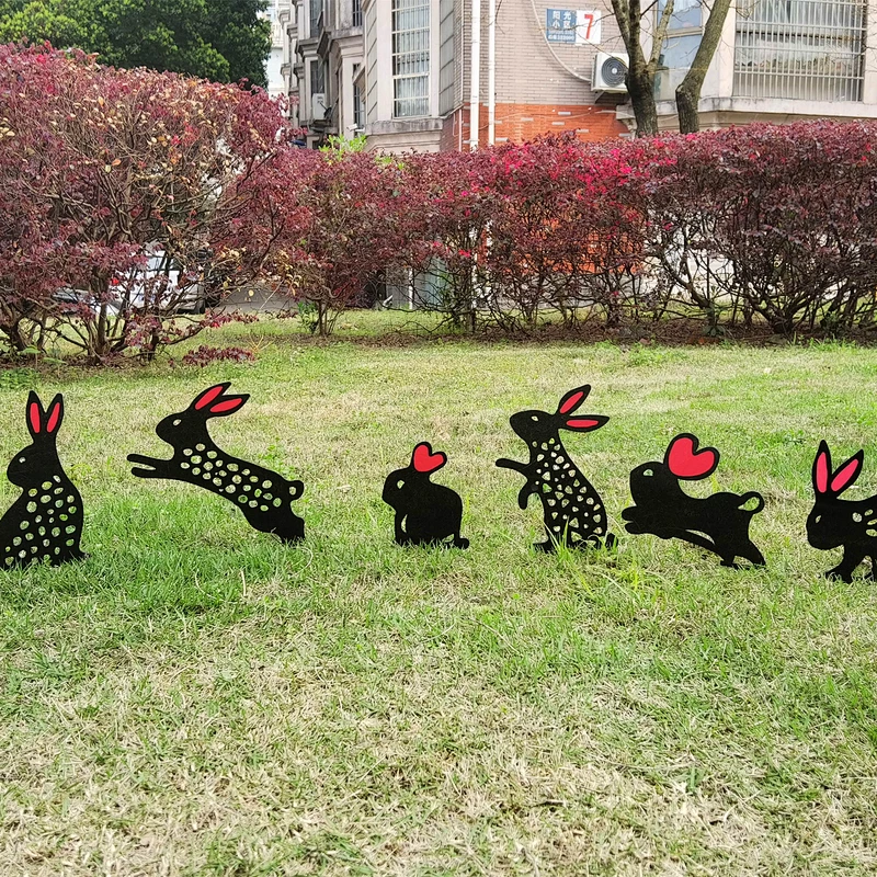 Sheet metal garden ornament black steel rabbit from China Manufacturer ...