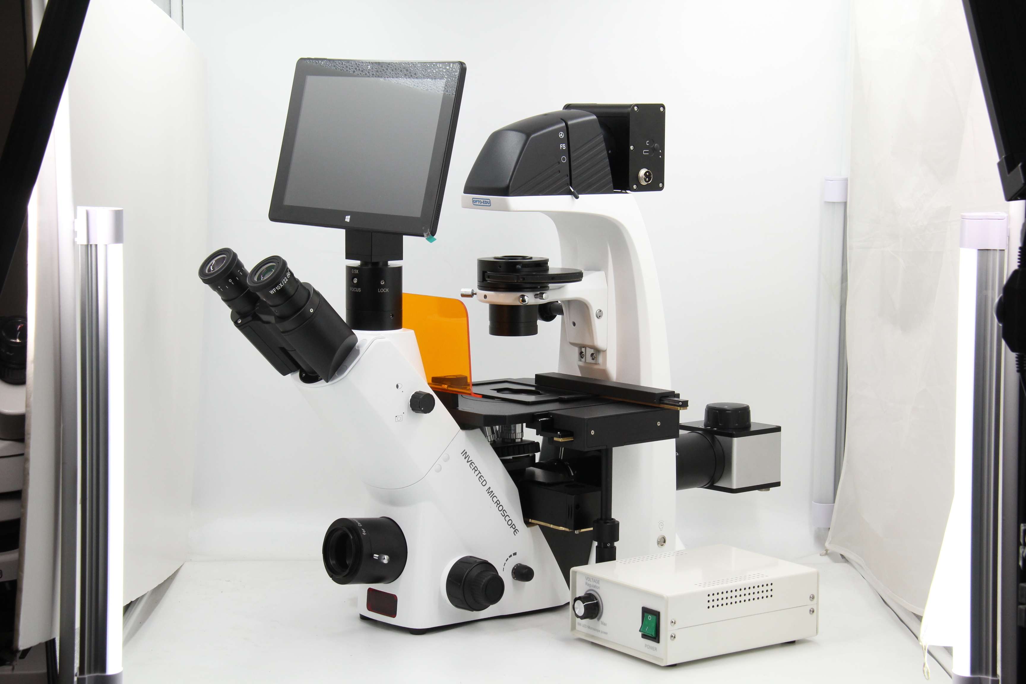 OPTO-EDU A16.2615-L4 Inverted LED Fluorescent Microscope, B,G,V,VU