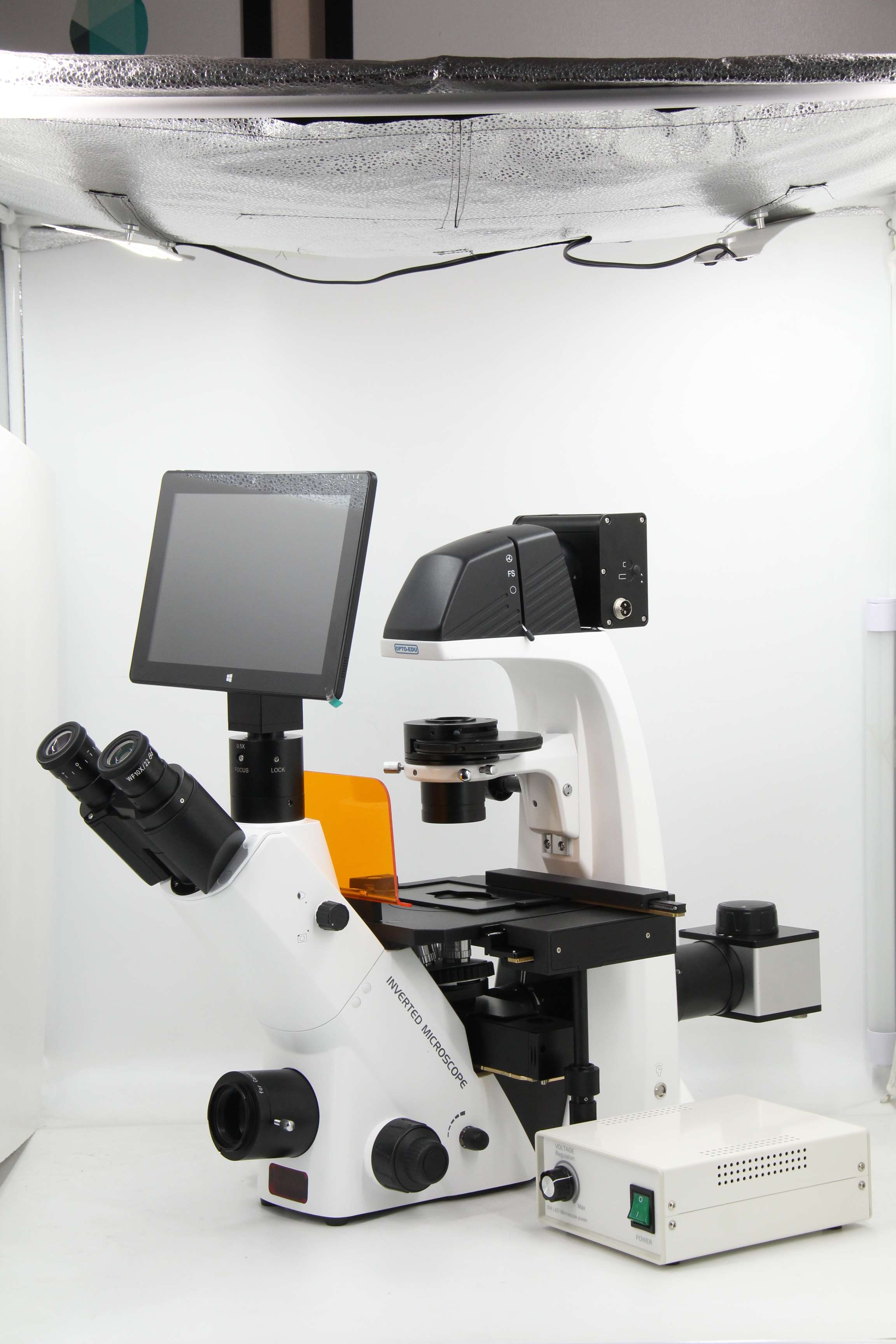 OPTO-EDU A16.2615-L4 Inverted LED Fluorescent Microscope, B,G,V,VU
