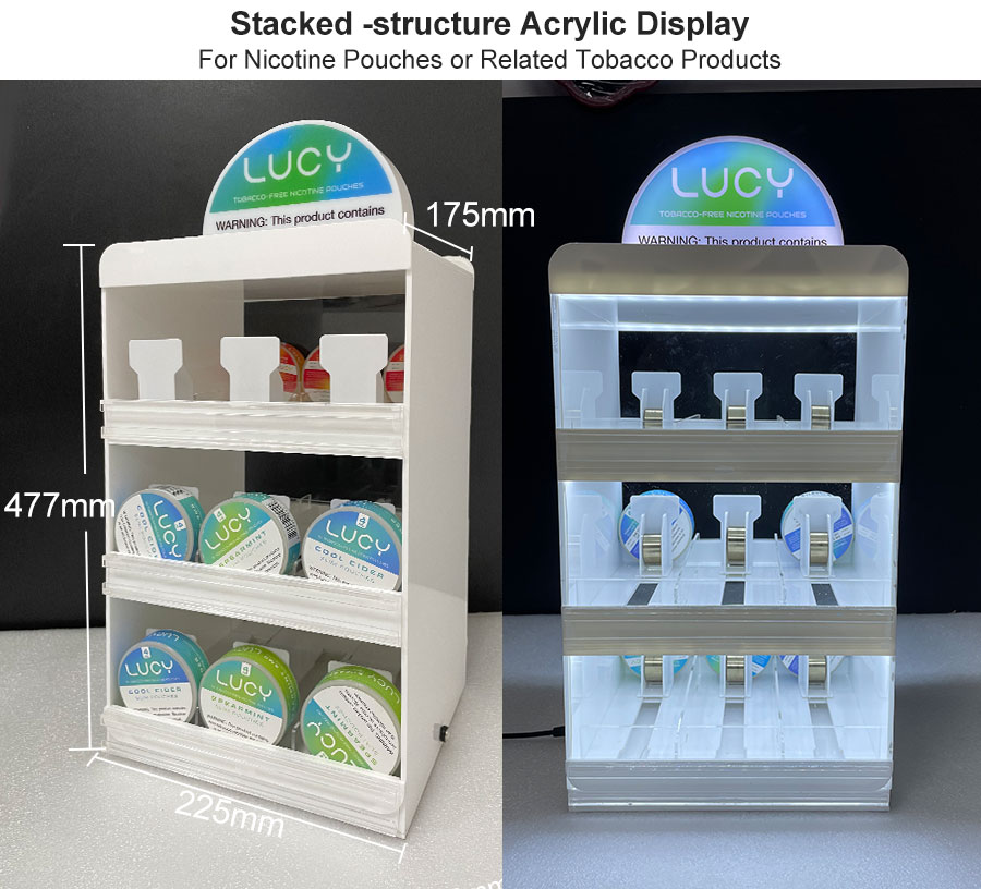 Custom Size Acrylic Illuminated Cannabis Display For Store