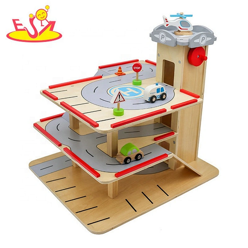 2019 New hottest preschool wooden kids car garage with elevator W04B077 ...
