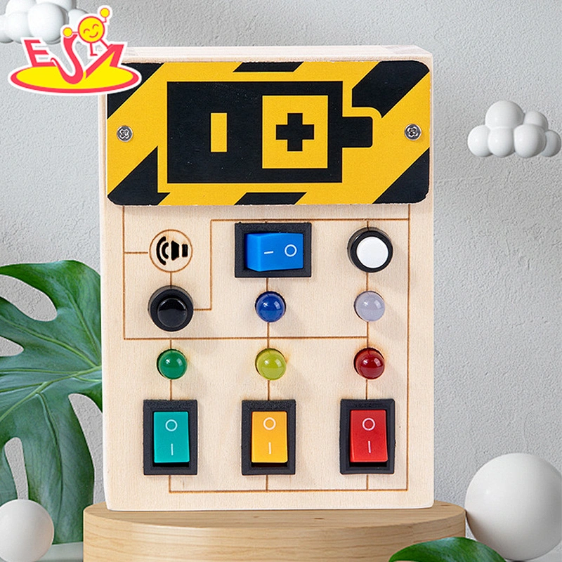 Early Educational Colorful LED Light Switch Toy Wooden Busy Board For ...