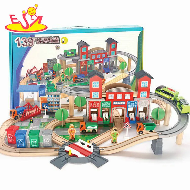 Customize 139 Pcs Slot Toy Educational DIY Wooden Train Track Set For ...