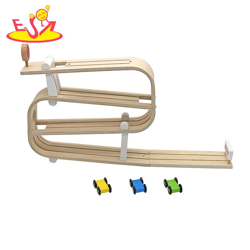 Interactive Mini Race Car Track Game 4 Layers Wooden Car Ramp Toy For ...