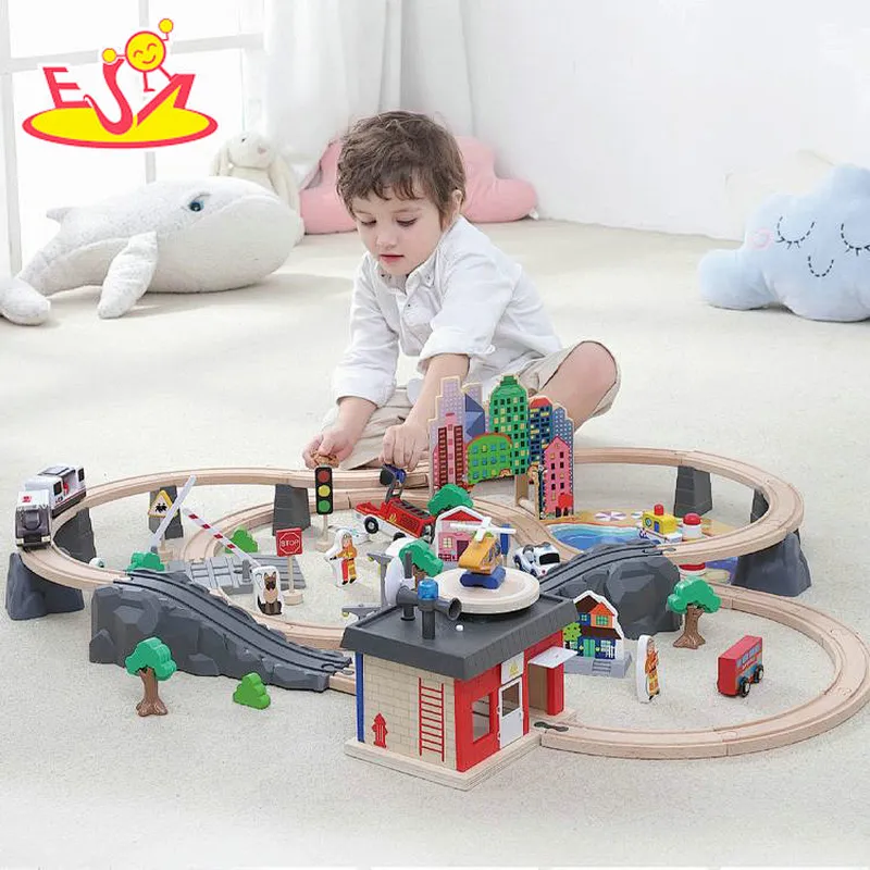 2023 New Educational Assembly Train Track Set Wooden Zoo Railway Toy ...