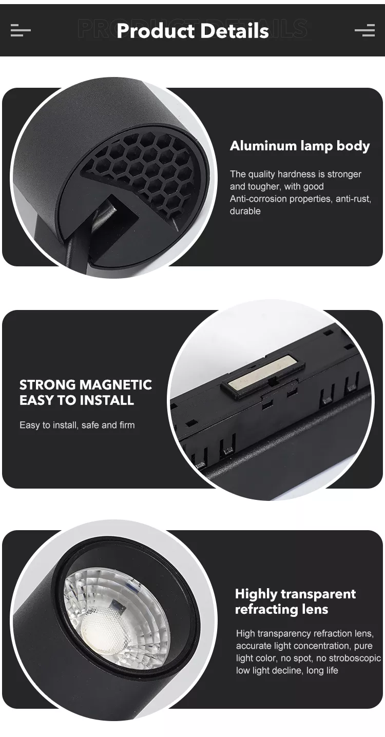 LED Lamp Head with Recessed LED Magnetic Track Lights