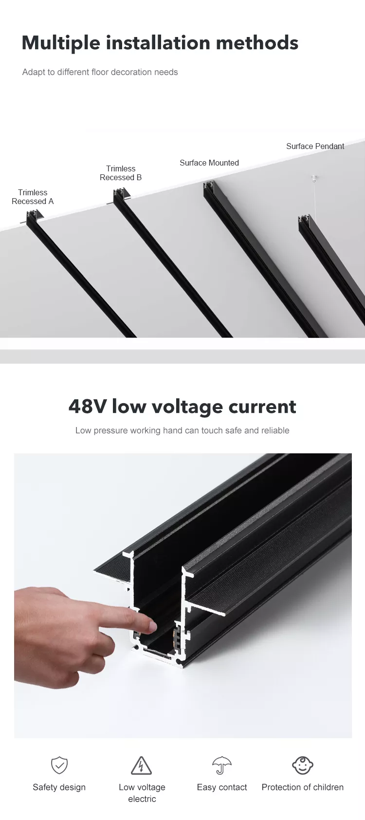 LED Lamp Head with Recessed LED Magnetic Track Lights