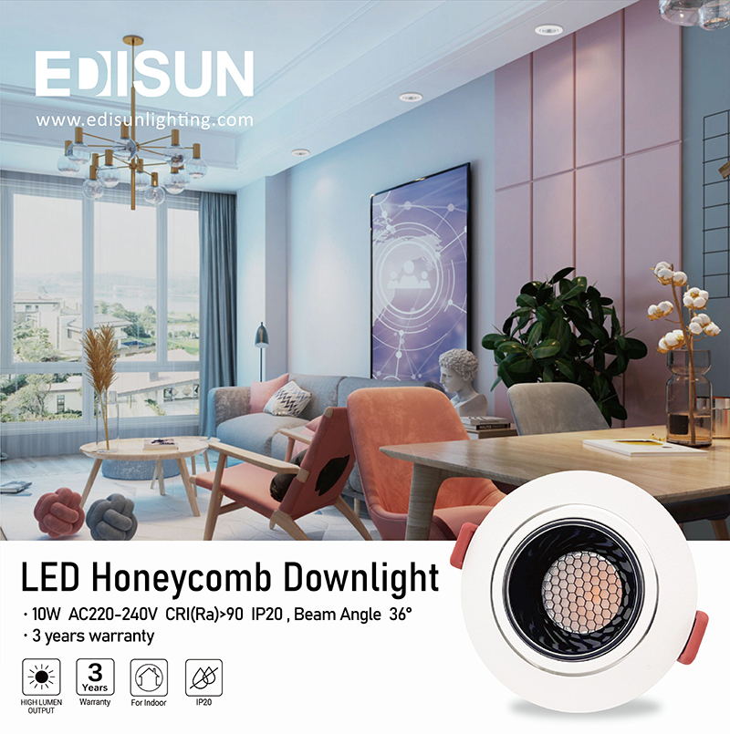 LED Honeycomb Downlight and spotlights