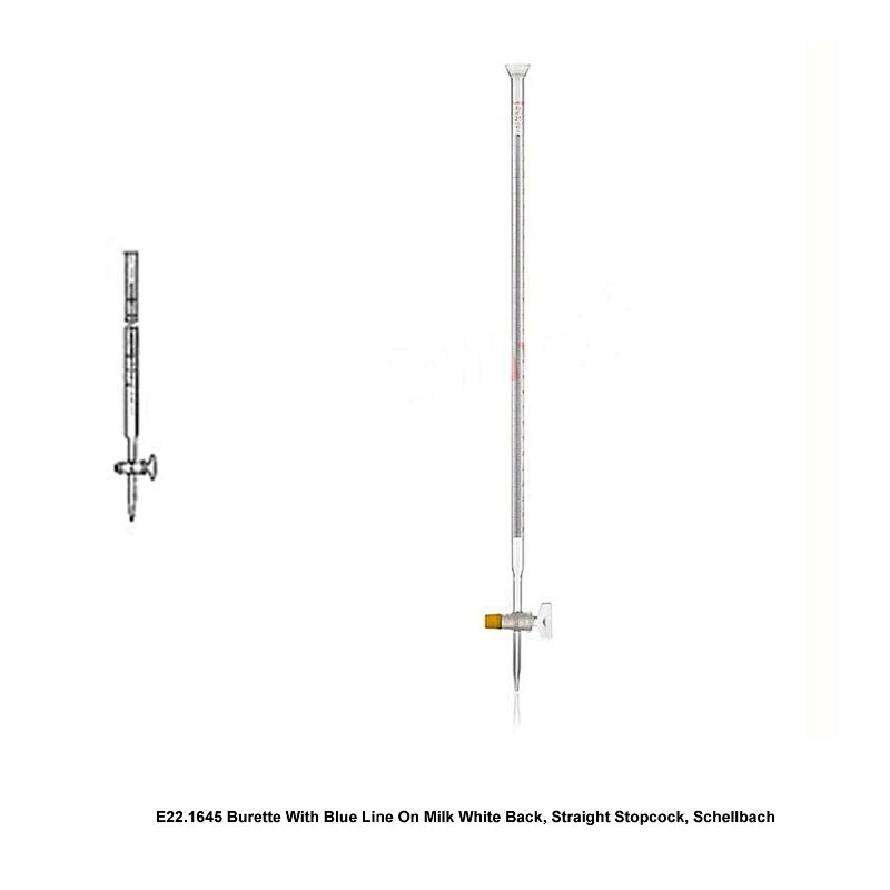 Burette With Blue Line On Milk White Back