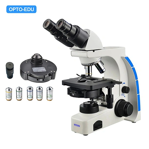 OPTO-EDU A19.2702-B 위상차 현미경, Infinity Plan, Turret Disc Condenser, 쌍안경