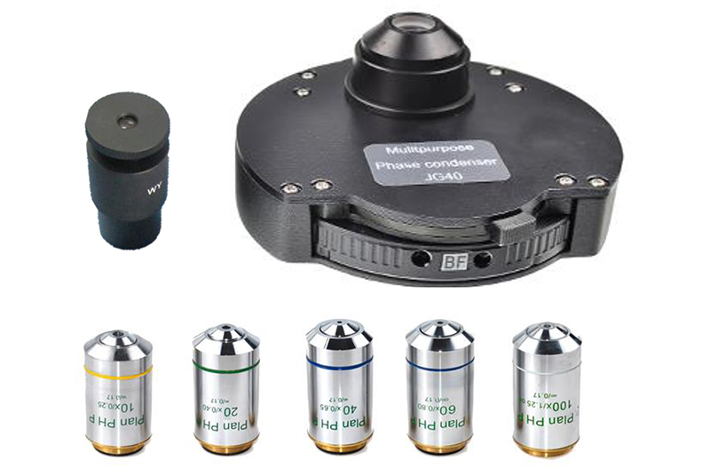 OPTO-EDU A19.2702-B 위상차 현미경, Infinity Plan, Turret Disc Condenser, 쌍안경