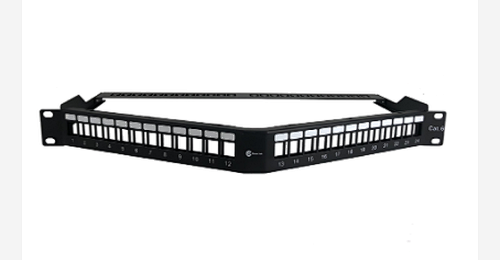 1U 24 Port Modular Angled Patch Panel