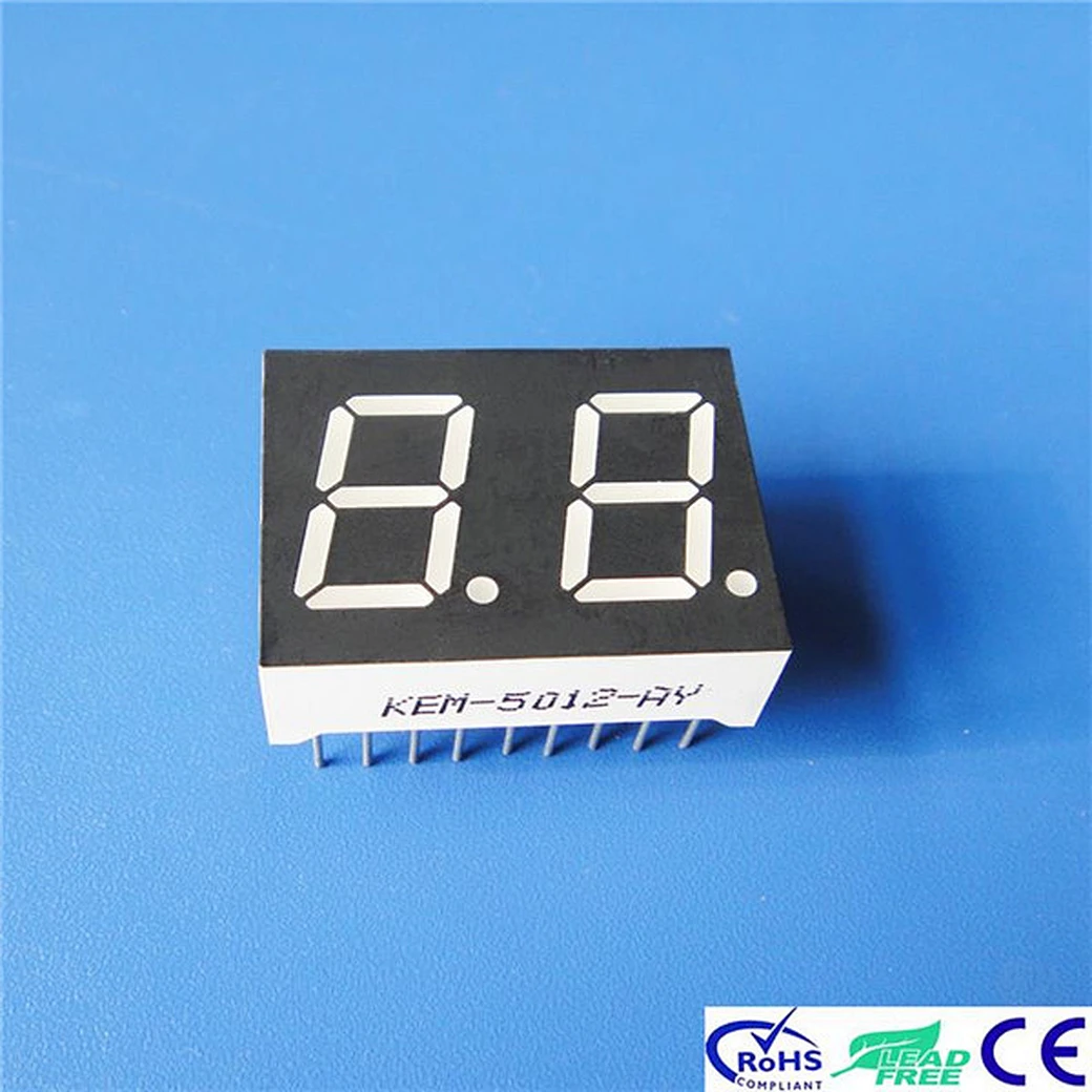 Red 0.5" 7 segment 2 digits led 7segment display common anode 9*2 pin