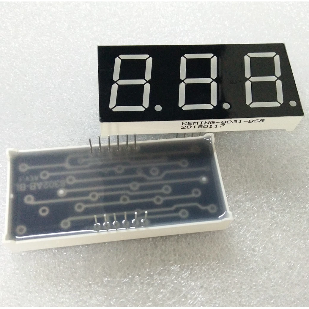 Blue 0.8 Inch 3 Digit Led 7 Segment Display