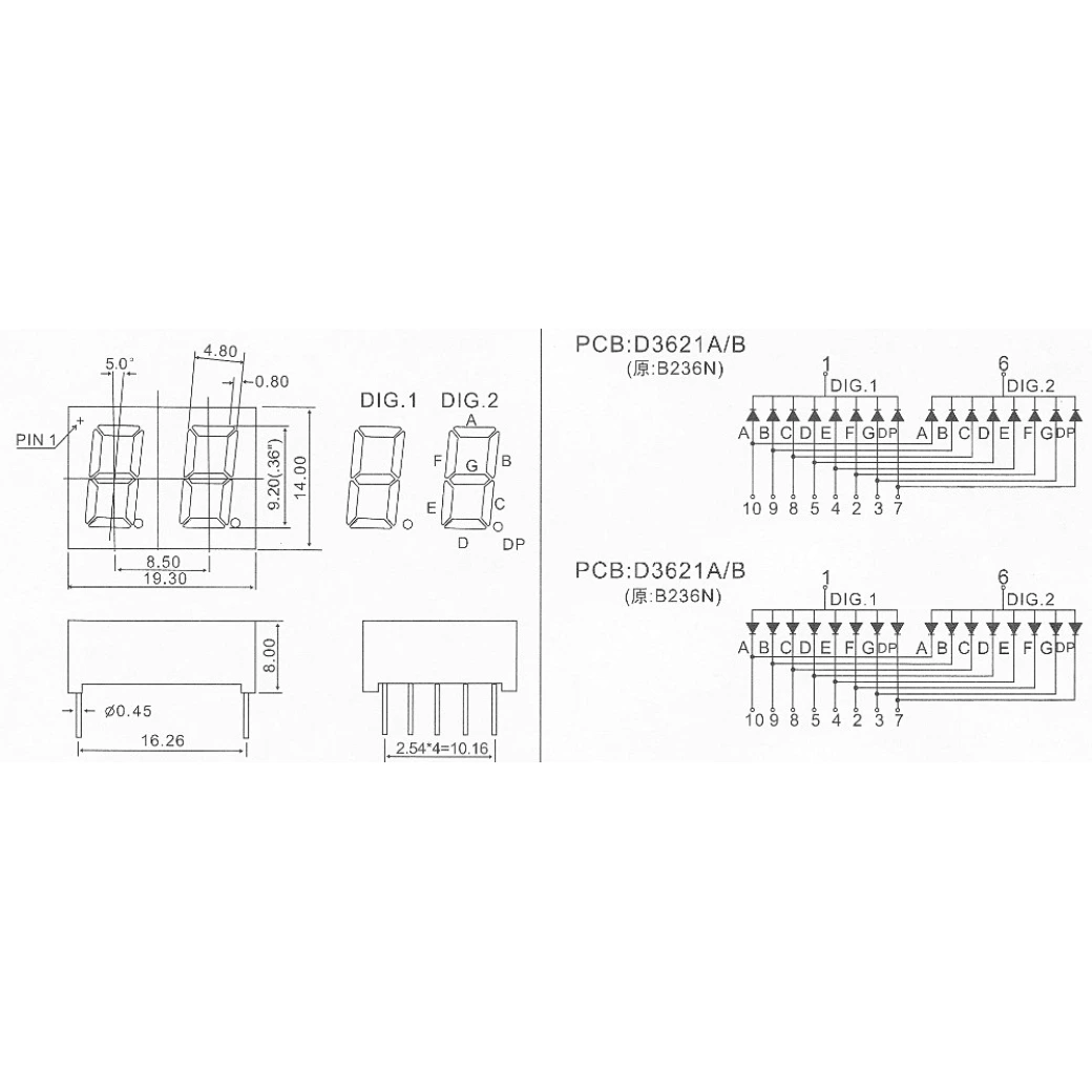 Double Digit 7 Segment Led Display Blue 0 36 2 Digit 7 Segment