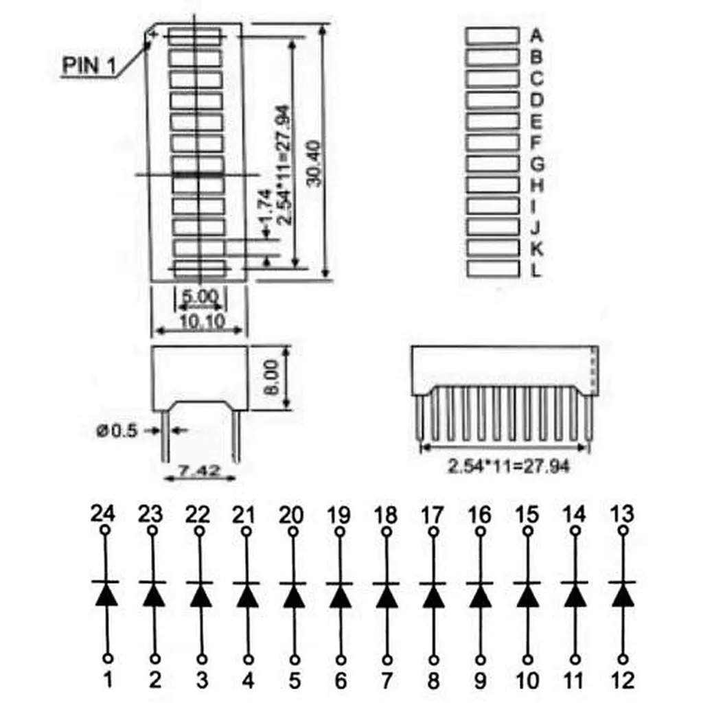 Rohs CE ISO 9001 Factory 12 segment led bar graph display multicolor