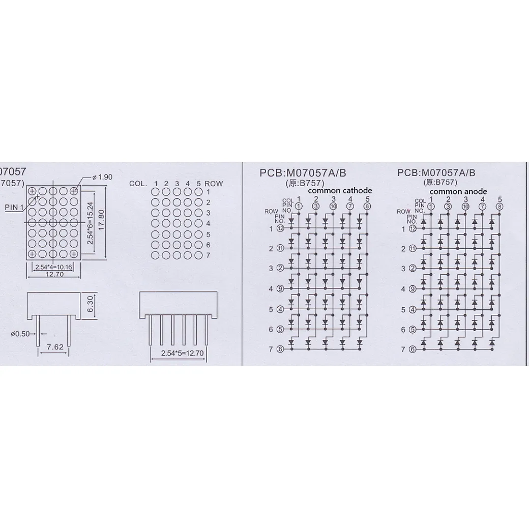 CC & CA 5x7 dot matrix led display 1.9mm 5x7 led matrix led display