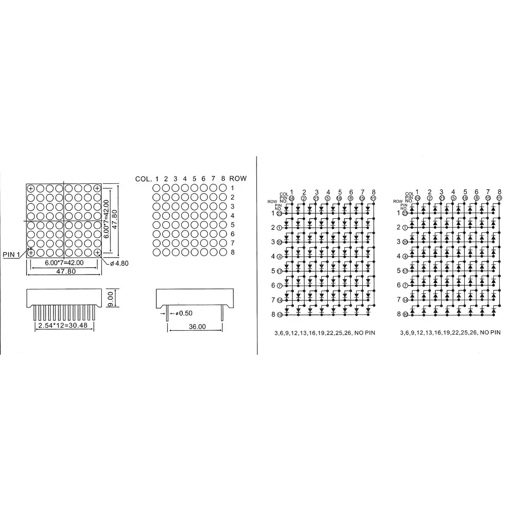 1.9 inch kem-19088-BSR 47.8*47.8mm super red 8x8 dot matrix display led ...