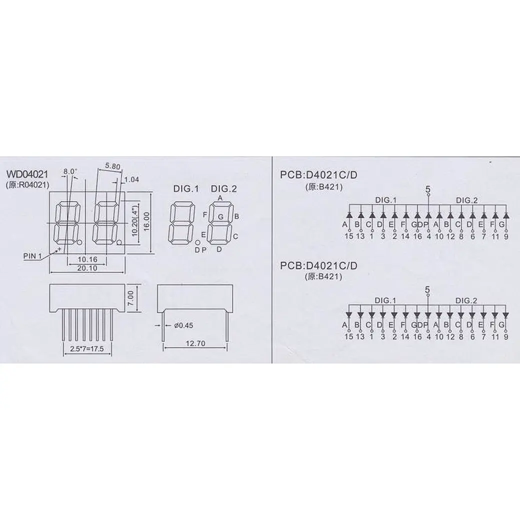Super Red 0.4 inch 16 pin 2 digit 7 segment led display from China ...