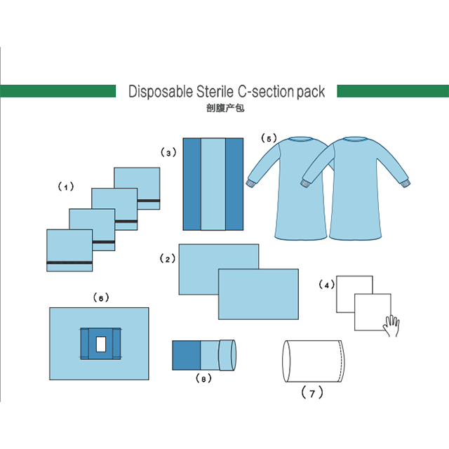 Disposable sterile surgical C-section pack/caesarean pack