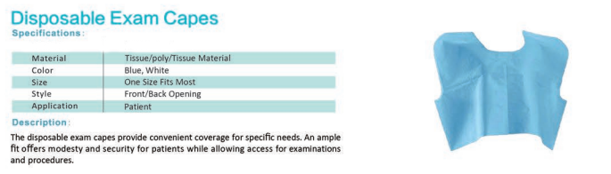 Disposable medical exam capes