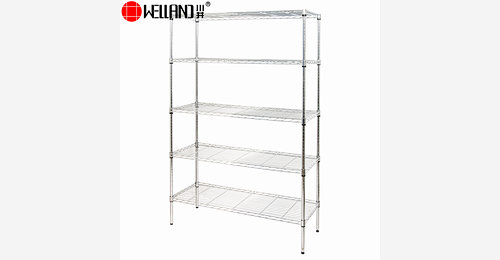 Adjustable 5 Tiers Chrome Metal Wire Frame Storage Shelving