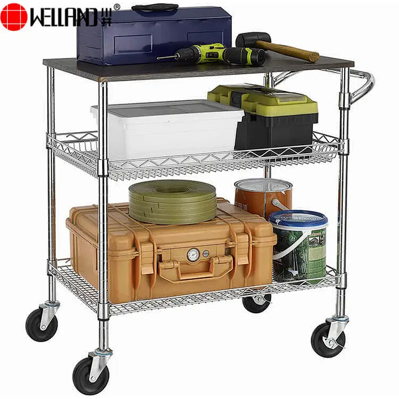 Industrial Storage Chrome Wire Trolley Units