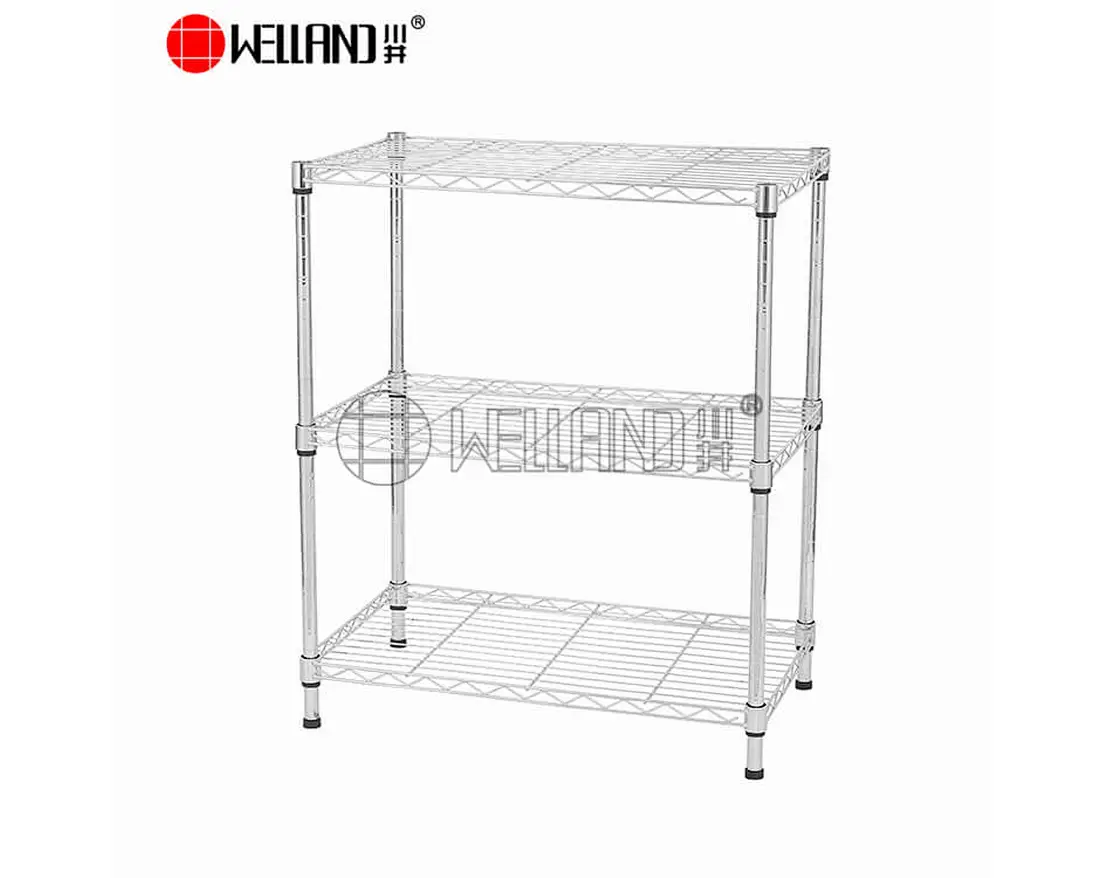 Adjutable 3 tier chrome shelving unit
