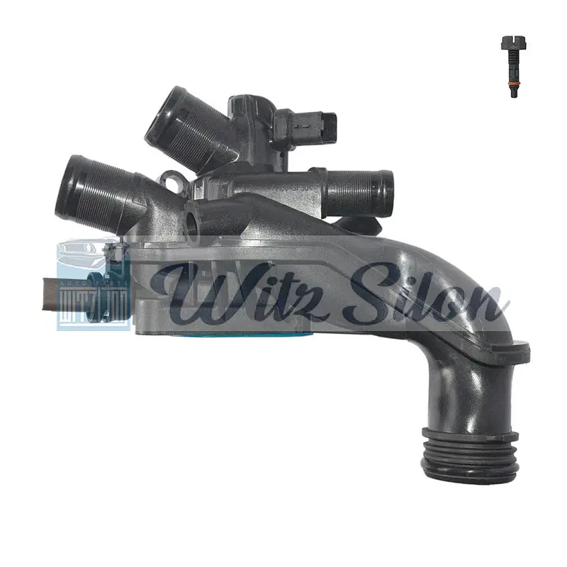 XS6E8A586AH car thermostat housing with temperature sensor coolant ...