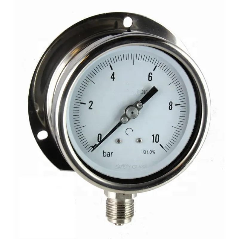 Stainless steel bayonet ring bezel liquid filled pressure gauge with ...