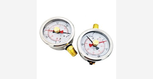 YS-100mm double needle pressure gauge calibration red needle pressure gauges from China ...