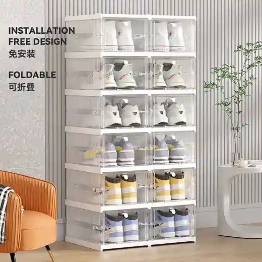 Haixin Solid Plastic Not Flimsy 3 Layers Foldable Shoe Storage Boxes or ...