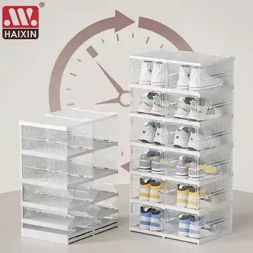 Haixin Solid Plastic Not Flimsy 3 Layers Foldable Shoe Storage Boxes or ...