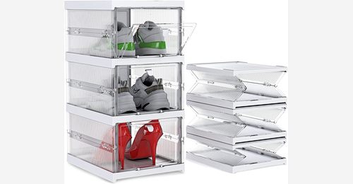 Haixin Solid Plastic Not Flimsy 3 Layers Foldable Shoe Storage Boxes or ...