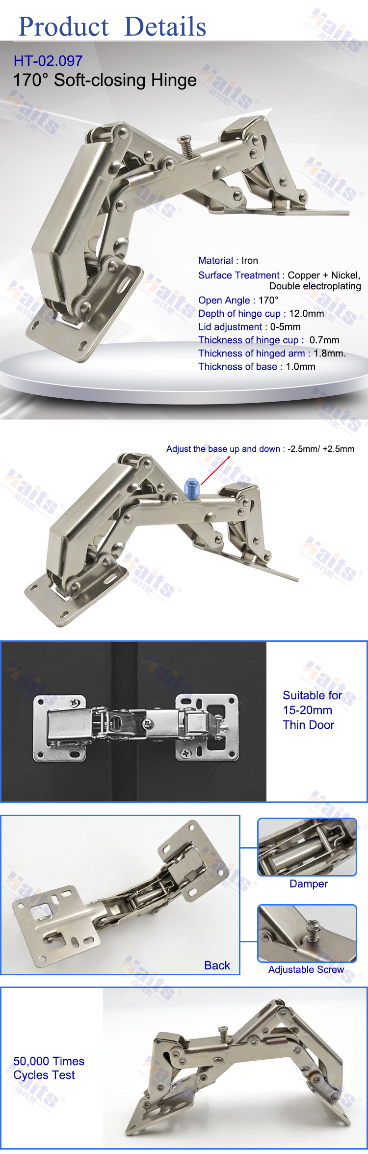 Furniture Hinge Factory 170 Degree Soft Closing Hinge Kitchen Hardware