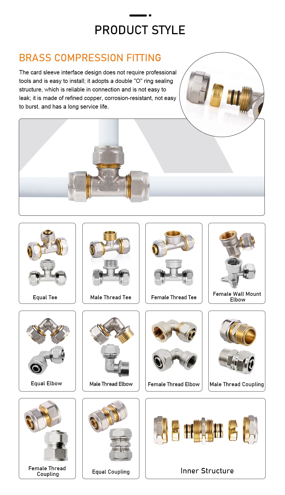 Lead-Free brass fittings pex to compression