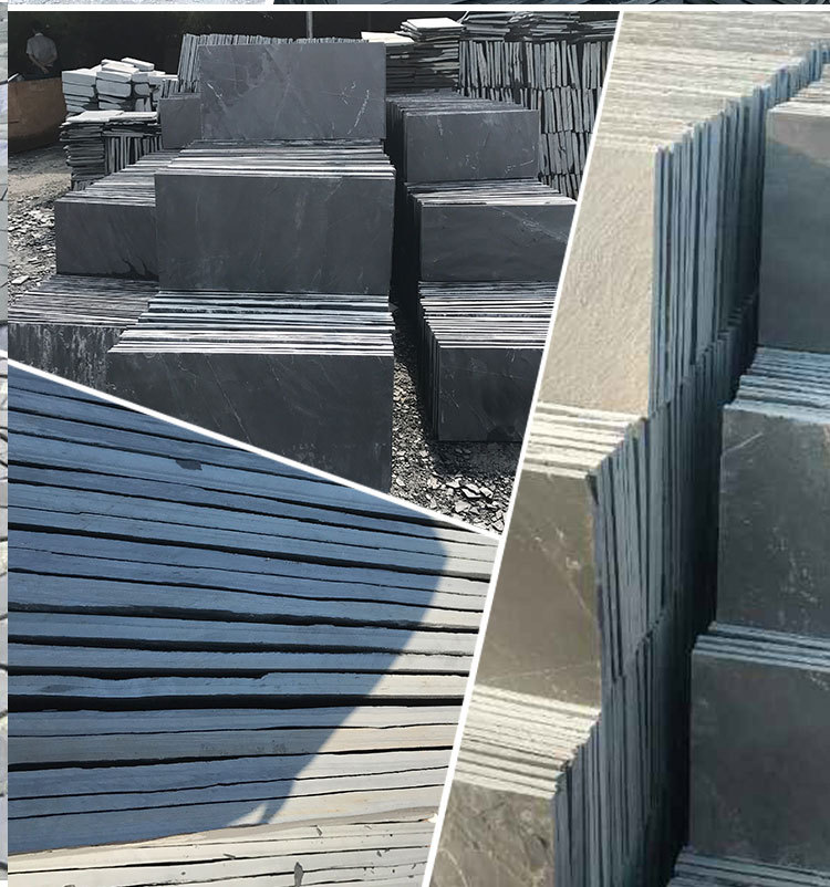 Natural Black Slate Quartz Stone Interior Floor Tiles | Leeste Stones