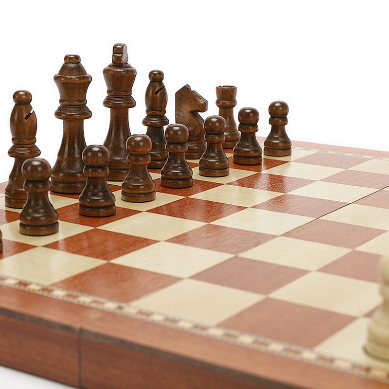 WAFFLE's 3 in 1 Hand Crafted Chessmen and Chips Wooden Chess Checkers ...