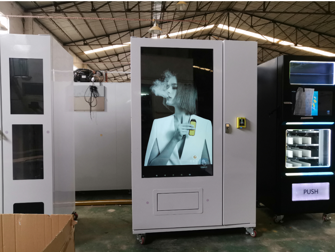 E-cigarette vending machine with touch screen card reader