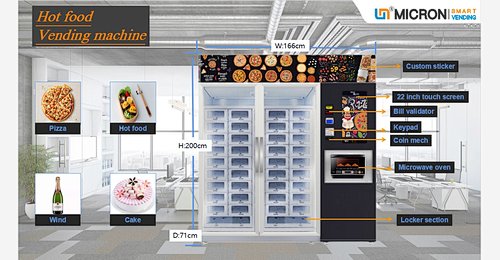 Pizza vending machine have cooling locker and microwave