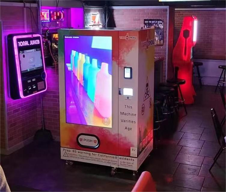 E-cigarette vending machine with large touch screen in club