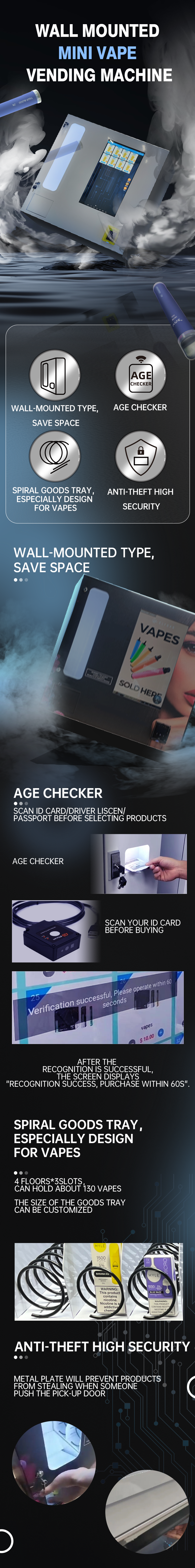E-cigarette vending machine vape mini vending machine