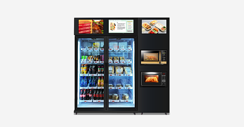 hot food meal smart fridge vending machine with microwave