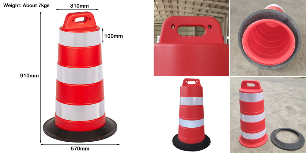 Construction Barrier 910mm PE Road Warning Reflective Rubber Base ...