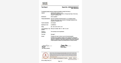 IP65 TEST REPORT from SGS for LED STRIP LIGHT