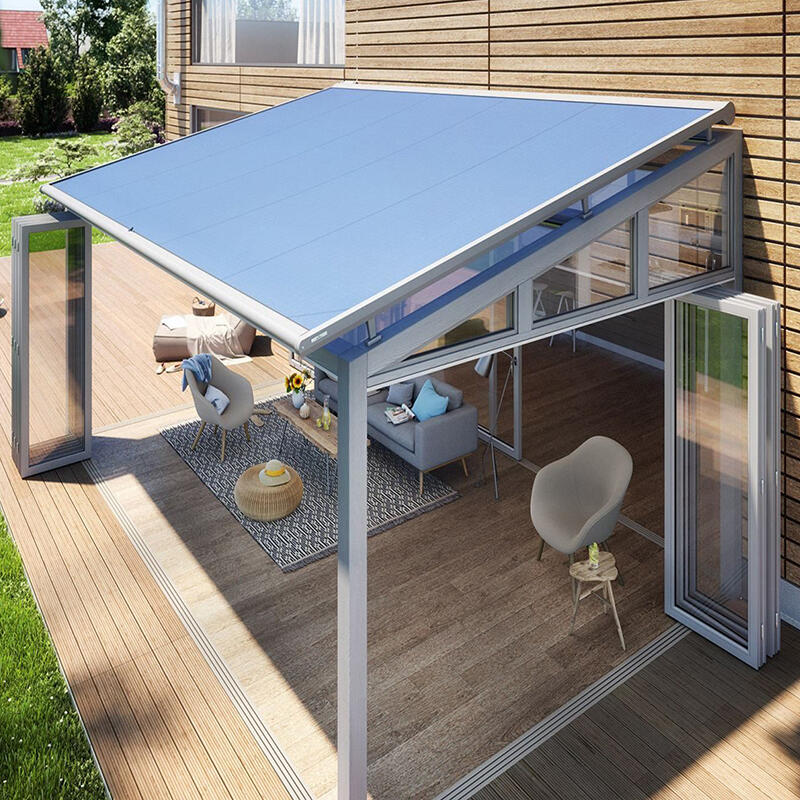 Remote control external retractable pvc conservatory canopy roof awnings