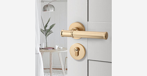 Filta Modern Round Cylinder Lever Door Lock Rose Gold Door Handle Set ...