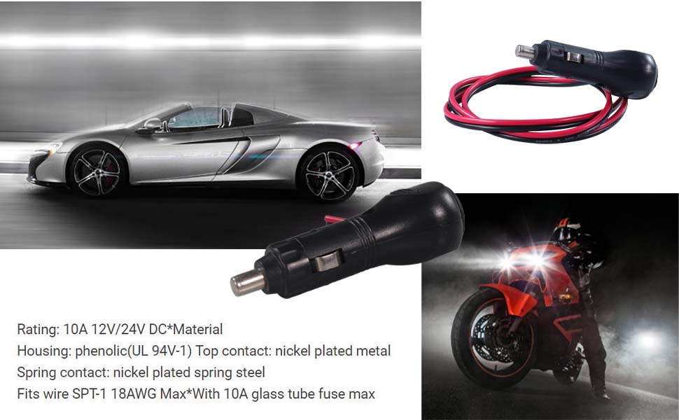 12v dc plug car lighter charger cigarette plug in adapter 12v sockets ...