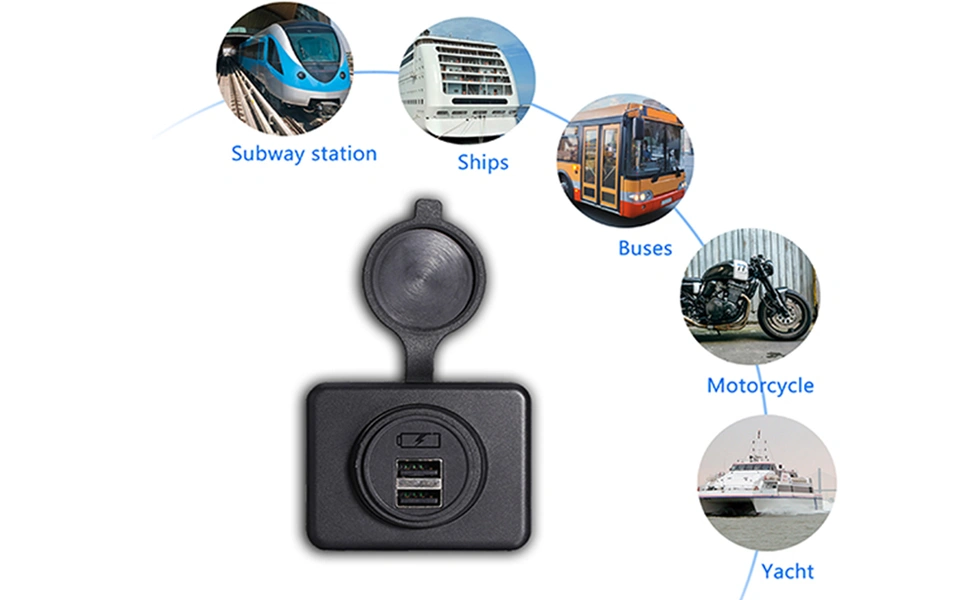 Surface mount 12V USB wall socket caravan plug
