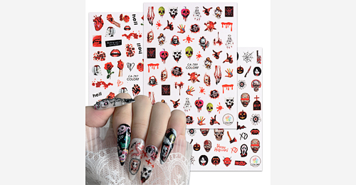Halloween Skull Red Lips Nail Sticker from China Manufacturer - Asia ...